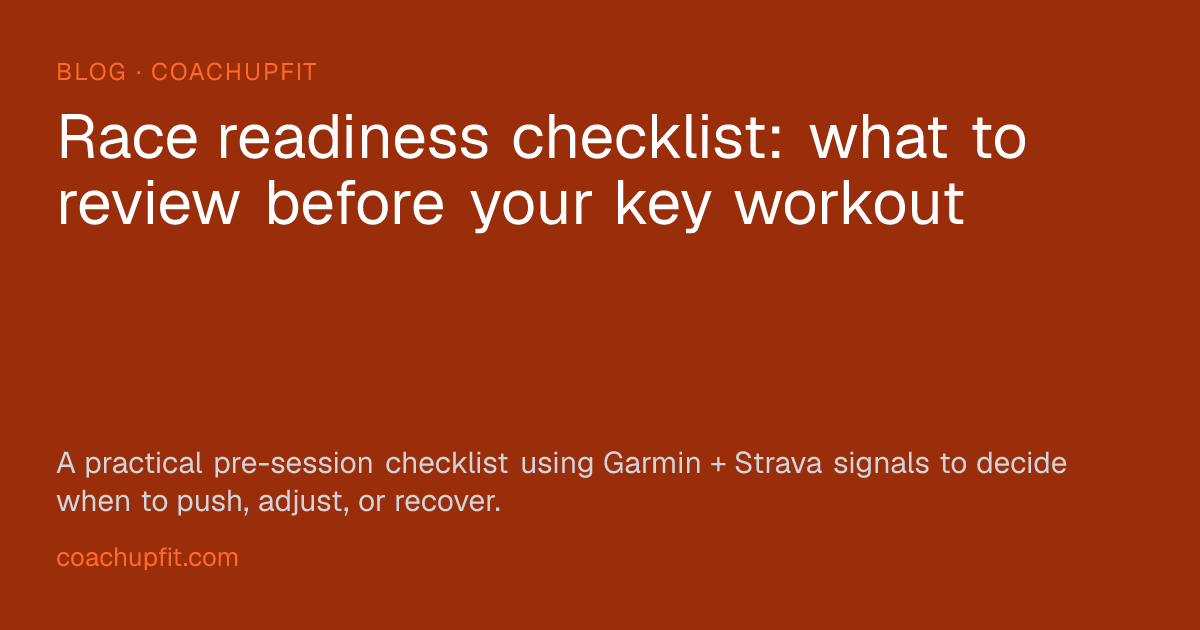 Race readiness checklist: what to review before your key workout ...